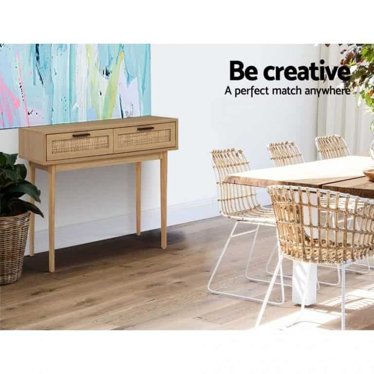 Rattan Console Hallway Table - Touch of Scandi