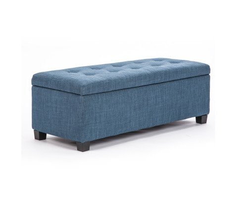 Dark Blue Storage Ottoman 102cm - Touch of Scandi