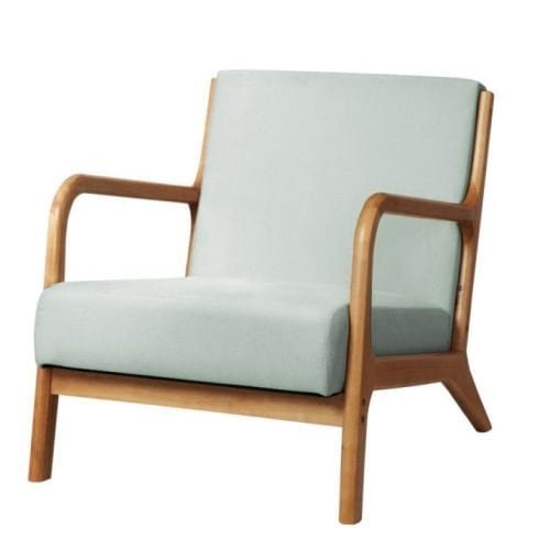 Accent Armchair - Grey Fabric Rubber Wood - Touch of Scandi
