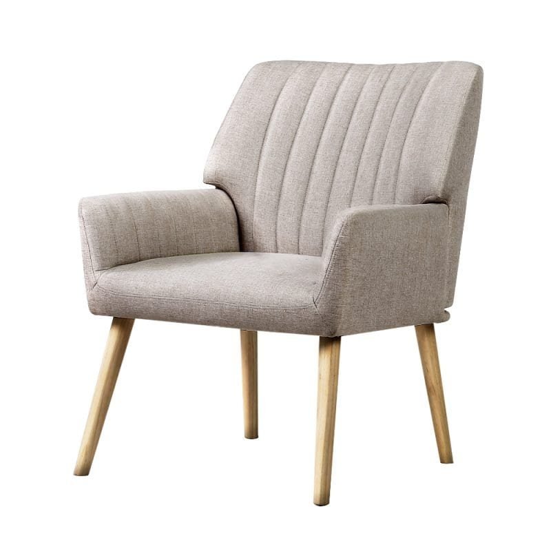 Fabric Armchair Accent Dining Chair - Beige - Touch of Scandi